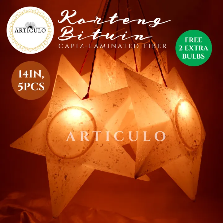 ARTICULO - capiz fiber 14 INCH KORTENG BITUIN ( 5pcs ) star shape ...