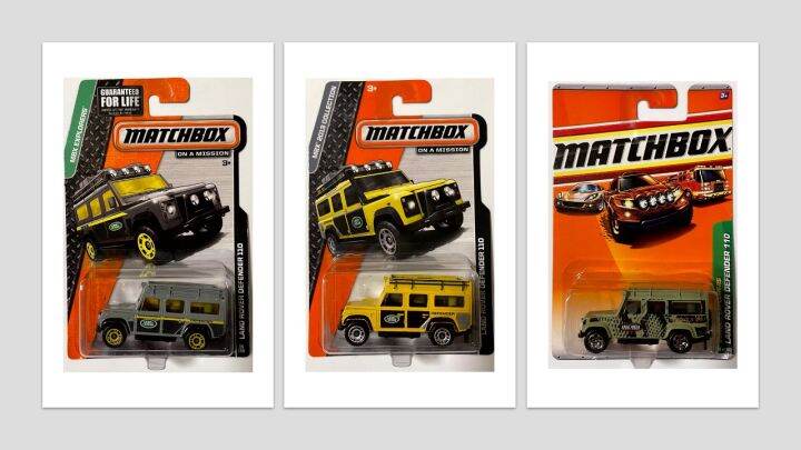 Matchbox - Land Rover Defender 110 Gray, Green (Anaconda), Yellow (LR ...