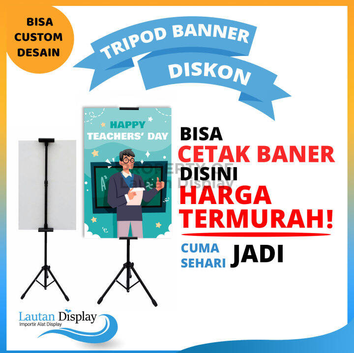 Tripod Banner 2 sisi Standing Banner 2 m Tripod Stand Banner Tiang ...