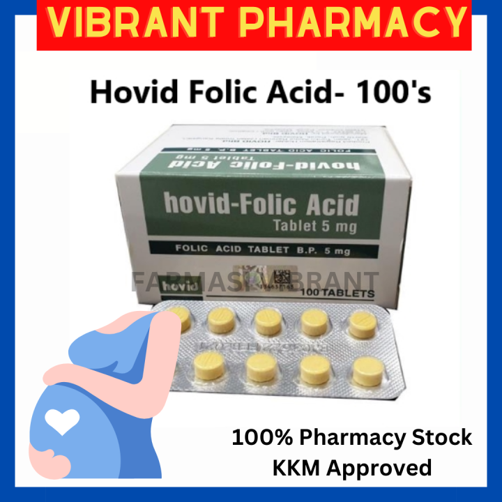 Hovid Asid Folik Folic Acid Vitamin Supplement wanita hamil Pregnant mother 5mg 100's bayi sihat ...