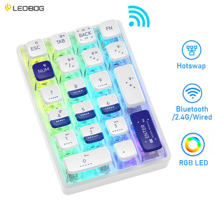 LEOBOG K21คีย์บอร์ดแบบกลไกดิจิทัลแบบ Hotswap 21คีย์บลูทูธ + 2.4G + สาย Type-C สำหรับพีซีแล็ปท็อป ...