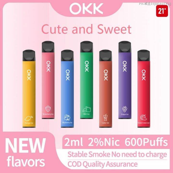 OKK Disposable Vape Pod 600 puffs 2ML 2 Nic Smoke Mini Cuteee and Sweet ...