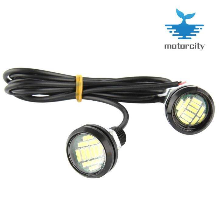 2pcs White Eagle Eye LED Car DRL Reverse Turn Signal Daytime Running ...