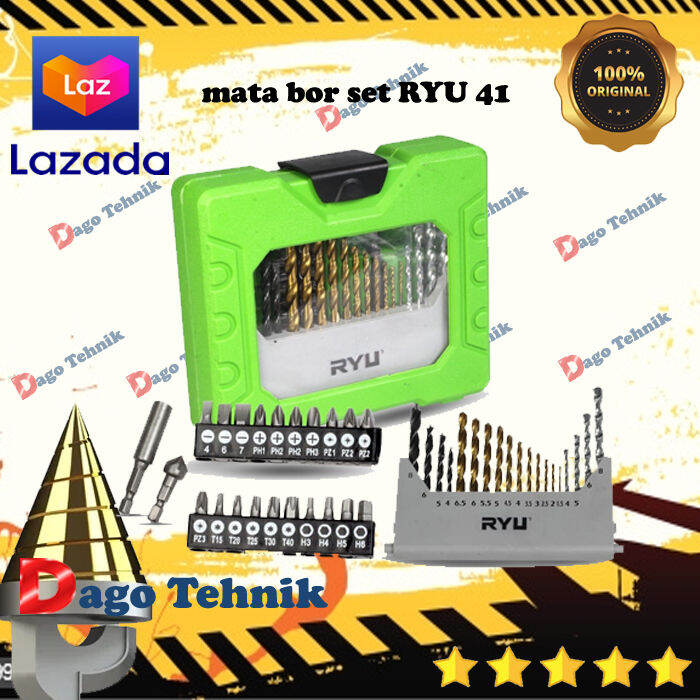 Mata Bor set RYU Besi Kayu Tembok dan Mata Obeng Set Ryu 41 pcs | Lazada Indonesia