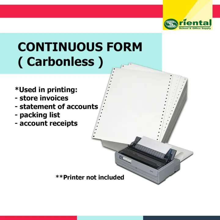 Continuous Form (Carbon less) 11 x 9.5 - sold per box / 2 ply / 3 ply ...