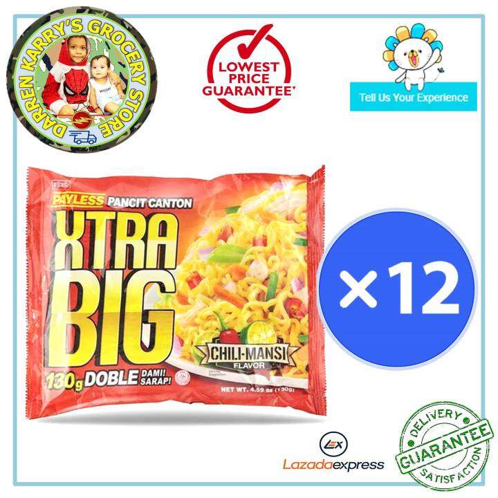 Payless Pancit Canton Xtra Big Chili-Mansi Flavor 130 grams x 12 packs Food Essentials Instant ...