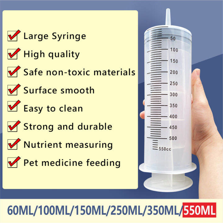 100/200/300/500ML Plastic Syringe Large Syringe Hand Feeding Injector ...