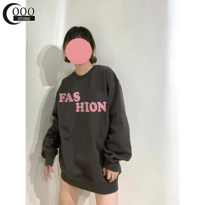 เสื้อสเวตเตอร์ Oooo สำหรับผู้หญิง Thin Loose Letter พิมพ์เสื้อแขนยาว ...