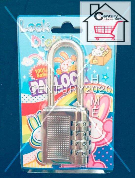 Push Button Padlock 4 Digit Button Combination Pad Lock Long Head CH17B ...
