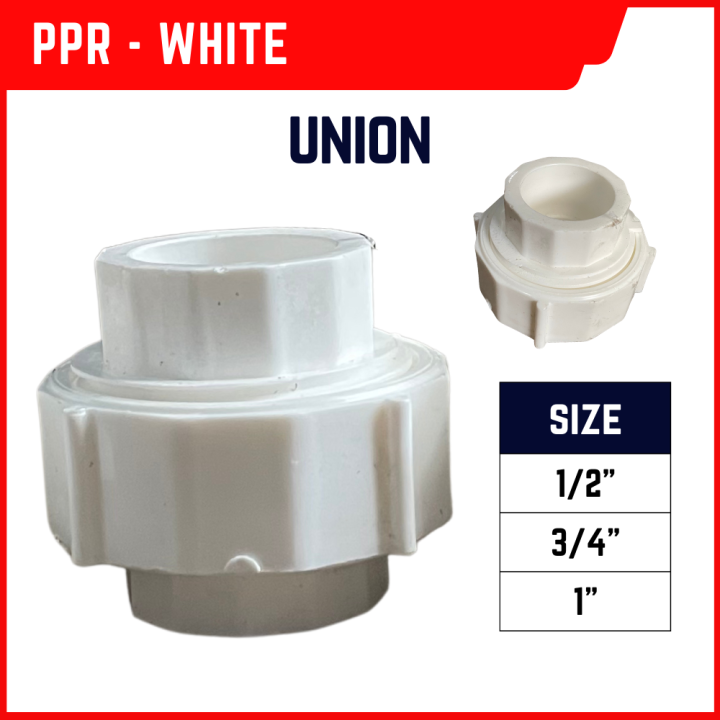 2pcs PPR White Union (Available Size: 1/2", 3/4" and 1") PVC Fittings ...