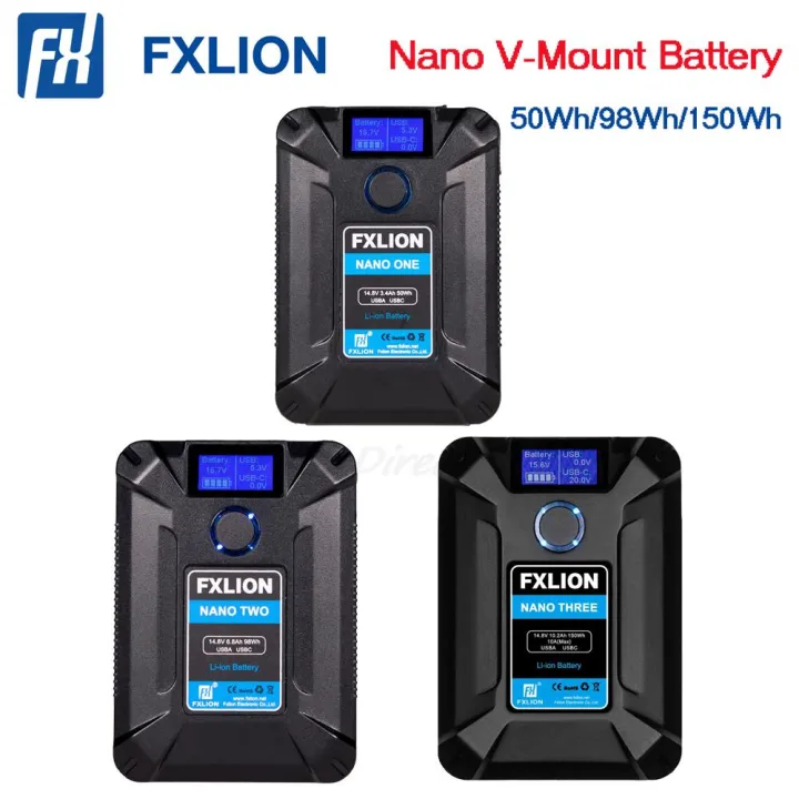 FXLION Nano ONE/TWO/THREE V-Mount V Lock Battery 98WH 50WH 150 WH Tiny ...