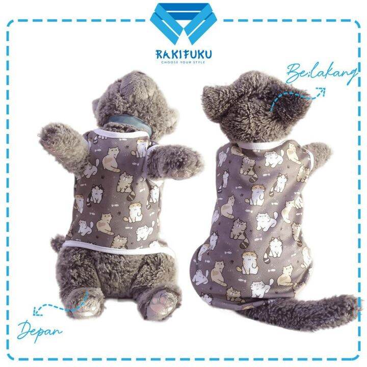 Baju Kucing Lucu Murah Motif Kucing Abu Abu Cowo Cewe Jantan Betina ...