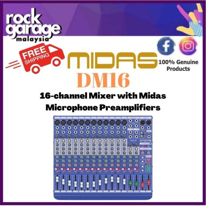 Midas DDA DM16 16-channel Mixer with Midas Microphone Preamplifiers ...