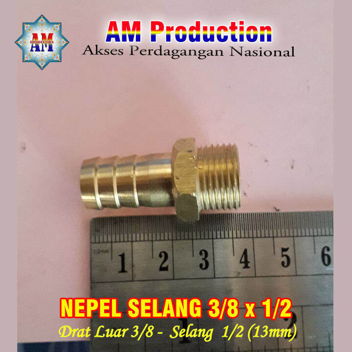 Nepel Selang 3/8x1/2, Neaple 3/8x1/2, Nipple Hose, Fitting Hose, Drat ...