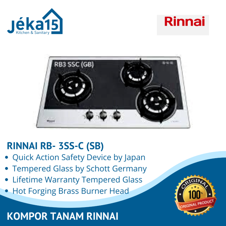 Kompor Tanam Hemat Gas // Kompor Gas Tanam Rinnai // Rinnai RB- 3SS- C (SB)(GB)(SS) | Lazada ...
