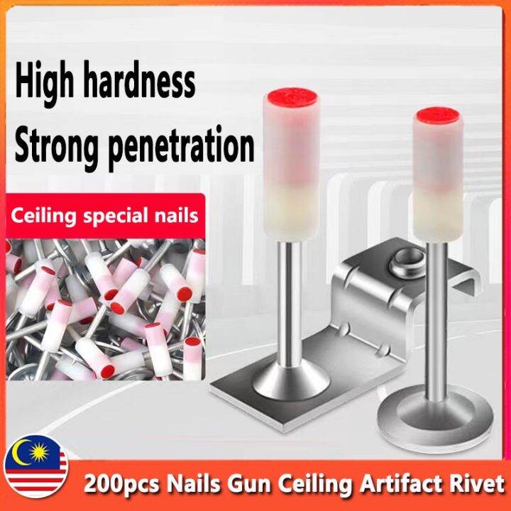 200pcs Fastener Nails Gun Round Cap Selangor Paku Ceiling Artifact ...