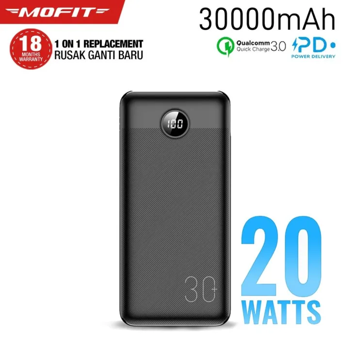 Power Bank MOFIT M38PRO 30.000mAh Real Capacity Quick Charge 20.0W QC 3 ...