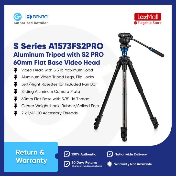 Benro S Series A1573FS2PRO Aluminum Tripod with S2 PRO 60mm Flat Base ...