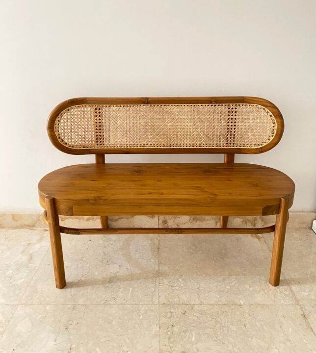 BANGKU MINIMALIS KLASIK ROTAN / KURSI MAKAN 2 DUDUKAN / BANGKU KURSI ...