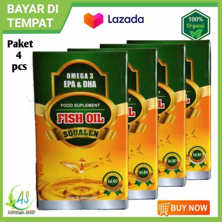 ( COD 4 PCS ) _ Omega 3 SQUALEN Minyak Ikan plus Fish Oil Plus DHA dan EPA- 80 Kapsul | Lazada ...