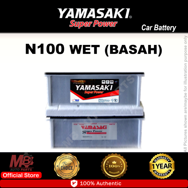 Yamasaki N100 WET Super Power Heavy Duty Low Maintenance [Car Battery | Bateri Kereta] Made in ...