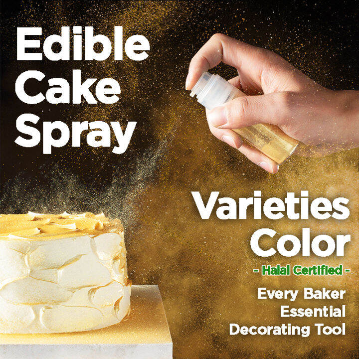 Edible Cake Spray Halal Certified Color Dust Decor Glitter Serbuk ...