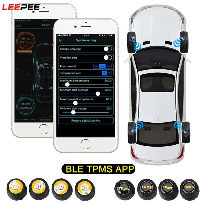 LEEPEE Universal Android iOS BLE TPMS External Alarm Tire Pressure ...