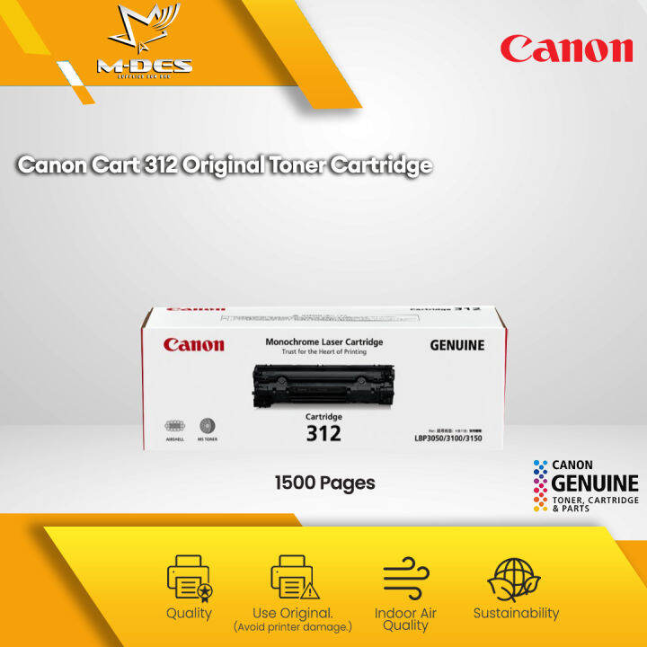 [100% Genuine] Canon Cart 312 Original Ink Toner Cartridge ( 1,500 Page ...