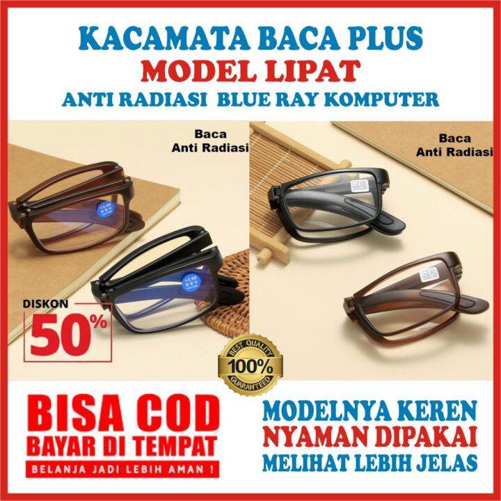 KACA MATA BACA LIPAT Pria Wanita Kacamata Plus Anti Radiasi Blue Ray ...