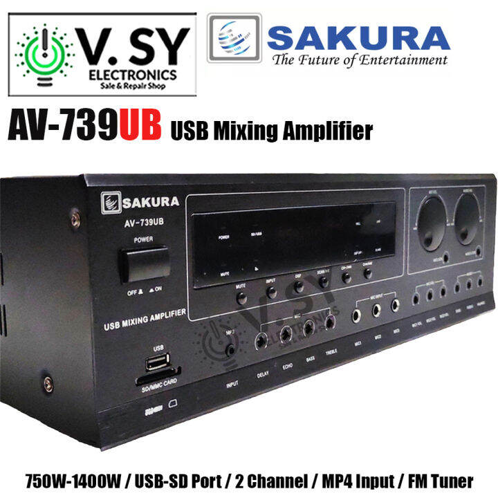 Original 2023 Sakura AV-739UB 2 Channel USB Mixing Amplifier | Lazada PH