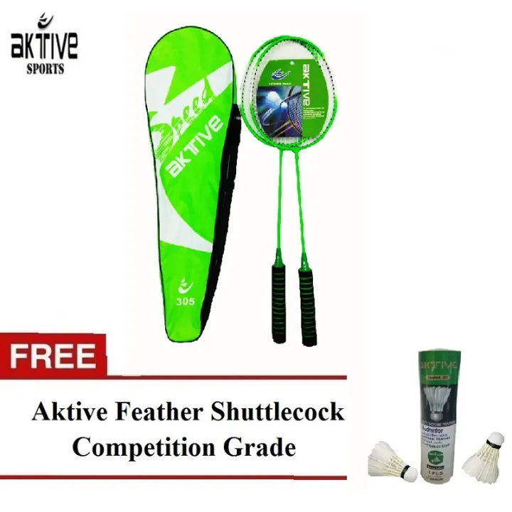 Aktive Badminton Racket 305 with Free Feather shuttlecock Tournament ...