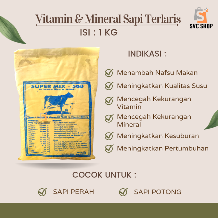 Mineral Vitamin Sapi Super Mix Cocok Untuk Sapi Perah / Sapi Potong Merk Unggul Jaya Isi 1 kg ...