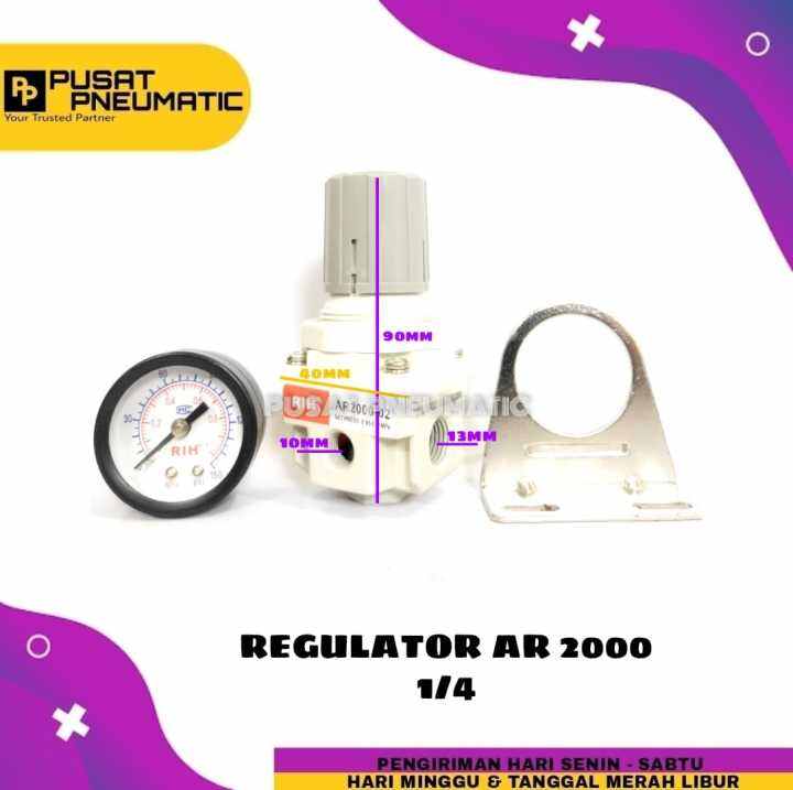 AR 2000-02 Regulator Angin Regulator Pneumatic Regulator Udara Drat 1/4 ...