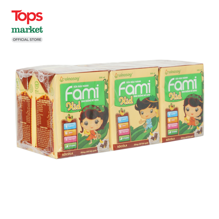 Lốc 6 Hộp Sữa Đậu Nành Vinasoy Fami Kid Hương Socola 200ML - Siêu Thị ...