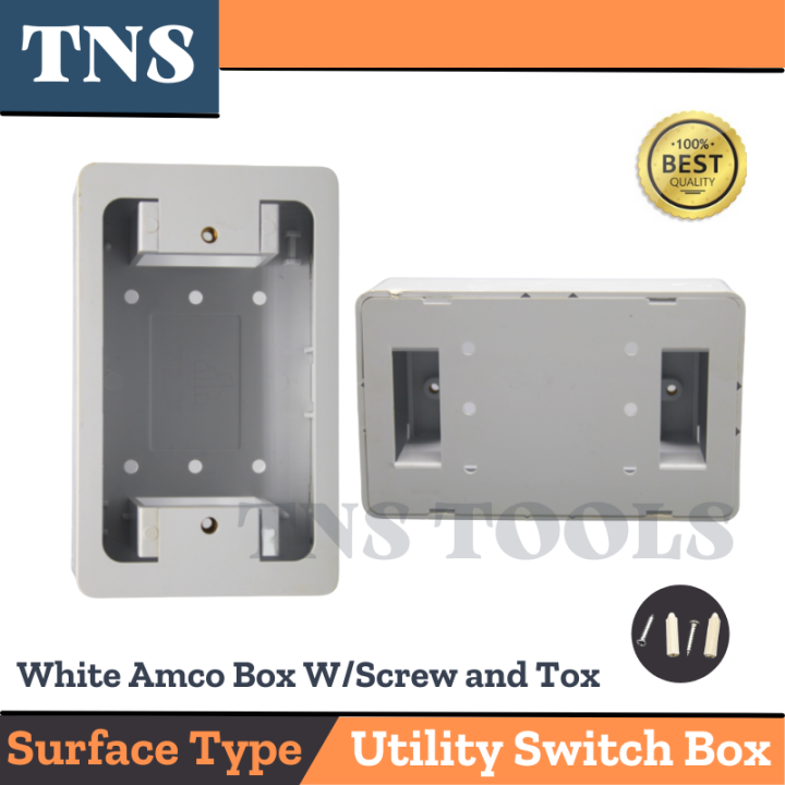 White Switch Box PVC Electrical Surface Square Junction Box 2x4 Amco ...