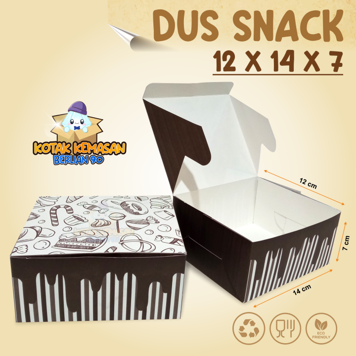 ISI 50 pcs Dus Snack12 x 14 Box Kueh/Kemasan Makanan Motif Coklat ...
