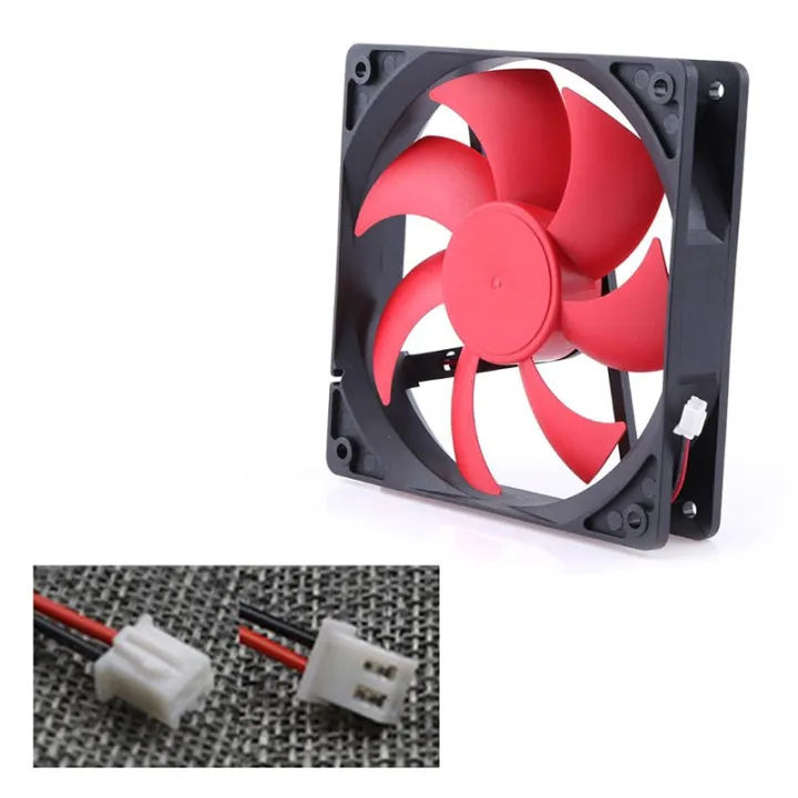 120mm Pc Cooling Fan Red Blade 12v Desk Case Fan Cooler 2 Wire 2 Pin ...