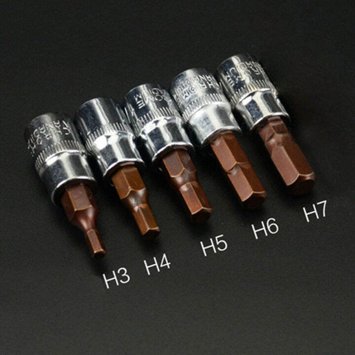 5Pcs Hex BIT Socket Set 1/4นิ้ว Reach Allen Key Screw Driver Bits ...