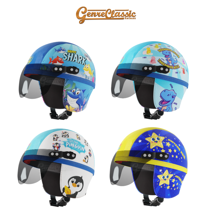 Helm Anak Retro Chips Lucu 1 2 3 4 5 Tahun Karakter Dino Bintang Kecil ...