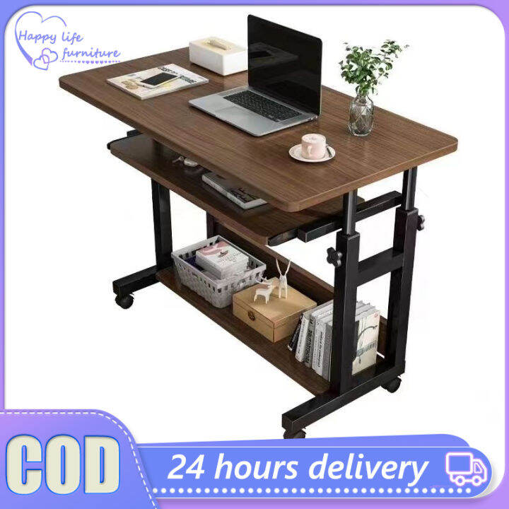 Modern simple movable computer desk wooden study bedroom writing desk ...