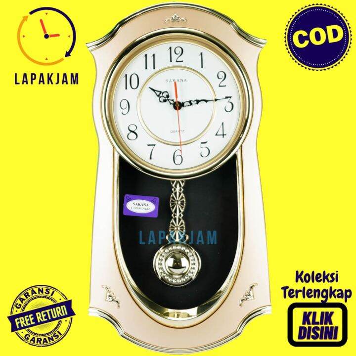 Jam Dinding Bell & Bandul Minimalis Murah Besar Sakana 333 Cokelat ...