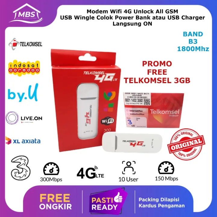 USB Modem Wifi Wingle 4G LTE Telkomsel Langsung Colok Powerbank ...