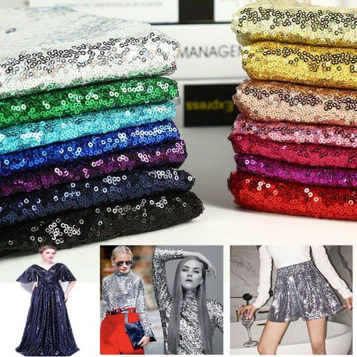 DFET ผ้ากลิตเตอร์แวววาวเสื้อผ้าสีเงินทองคำสีกุหลาบชุดเต้นรำหลากสีส่อง ...