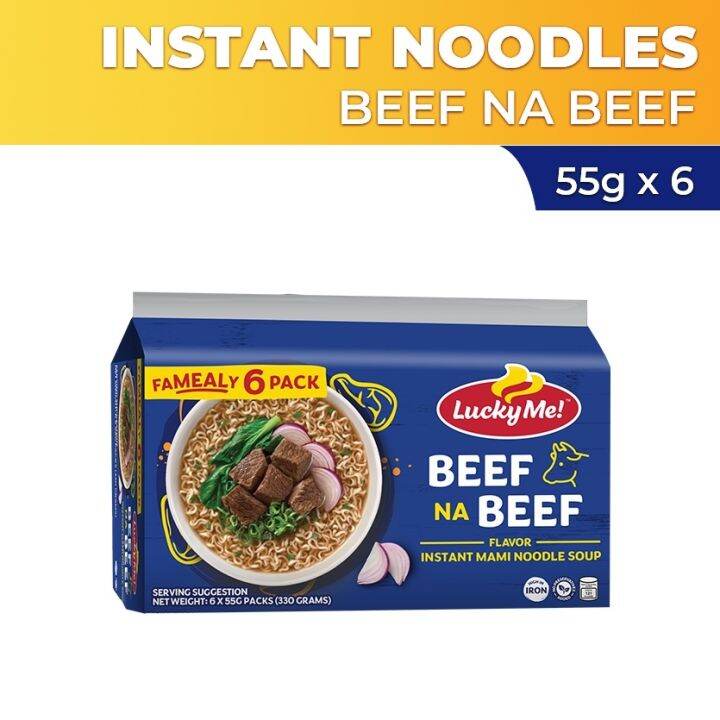 Lucky Me! Instant Noodle Soup Beef na Multipack 55g x 6 | Lazada PH
