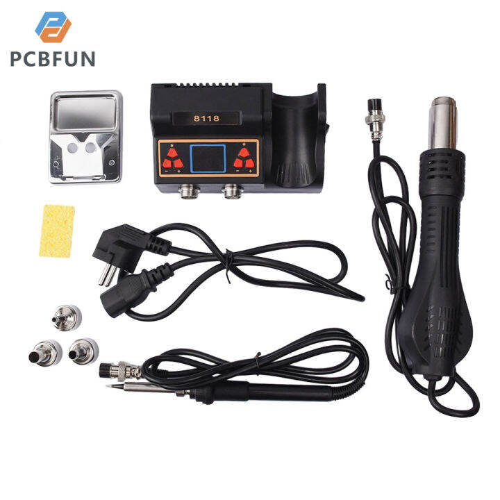 Pcbfun สถานีบัดกรีดิจิทัล LED 700W ปืนลมร้อน Rework Station เครื่อง ...
