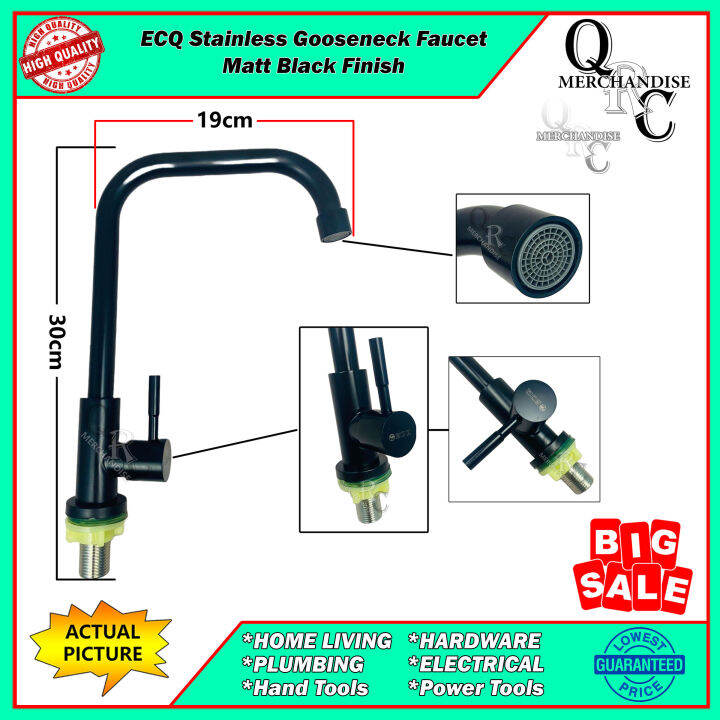ECQ Stainless Gooseneck Faucet Matt Black Finish | Lazada PH