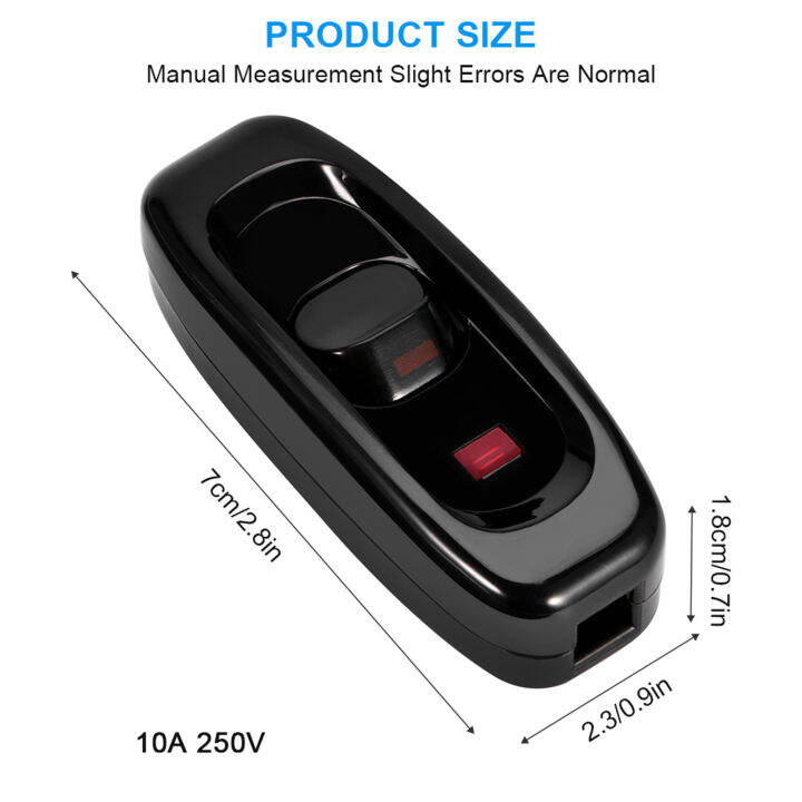 Lamp Switch Appliance 10A AC 250V Switch On/Off Button Table Lamp Desk Light In-line Cord Switch ...