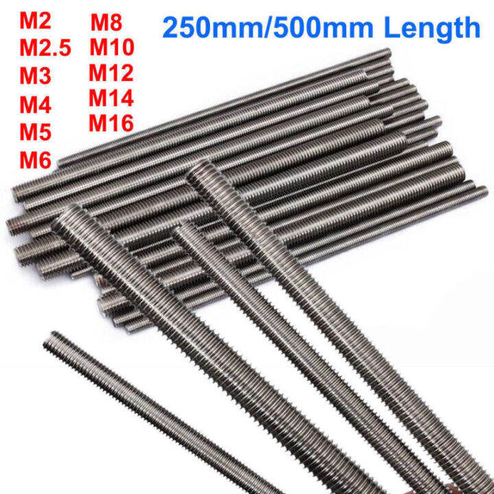 1PCS Threaded Rod 304 Stainless Steel Screw M2 M2.5 M3 M4 M5 M6 M8 M10 ...