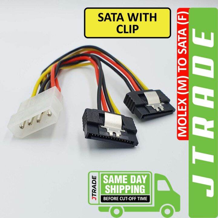 Molex IDE 4 Pin to 2 SATA Female 15 Pin Y-Splitter Power Cable ...
