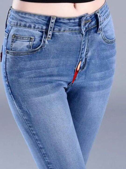 Spring And Summer Full Zipper Pants Open Crotch Jeans Female Outdoor Couples Work Pants Outdoor